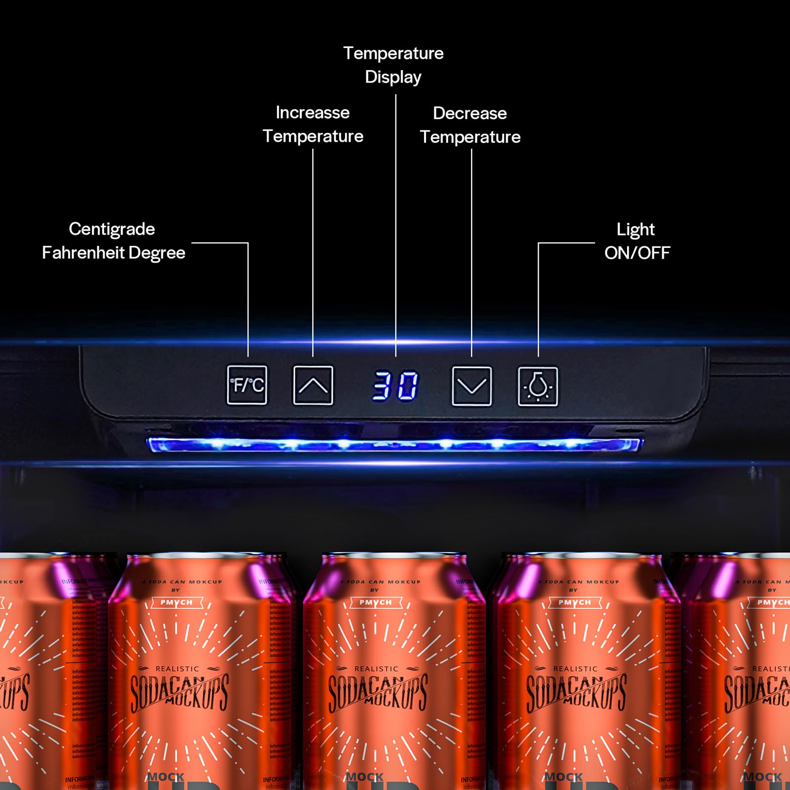 Empava Beverage Refrigerator Mini Glass Door Drink Fridge Cool Your Soda Beer to 37F for Kitchen, Office or Bar, Silver