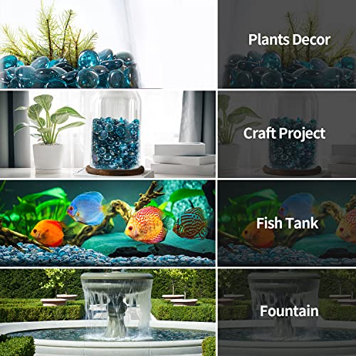 APROMISE Fire Glass for Fire Pit - 3/4 inch Fire Pit Glass Beads | Shiny Fire Glass for Propane/Gas Fire Pit and Fireplace | Flat Glass Marbles for Vase & Aquarium & Garden | 10lbs | Caribbean Blue