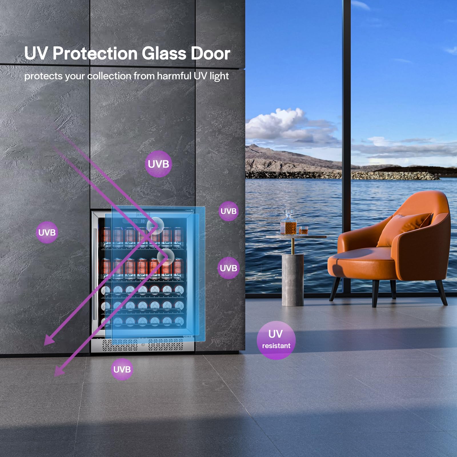 Empava Beverage Refrigerator Mini Glass Door Drink Fridge Cool Your Soda Beer to 37F for Kitchen, Office or Bar, Silver