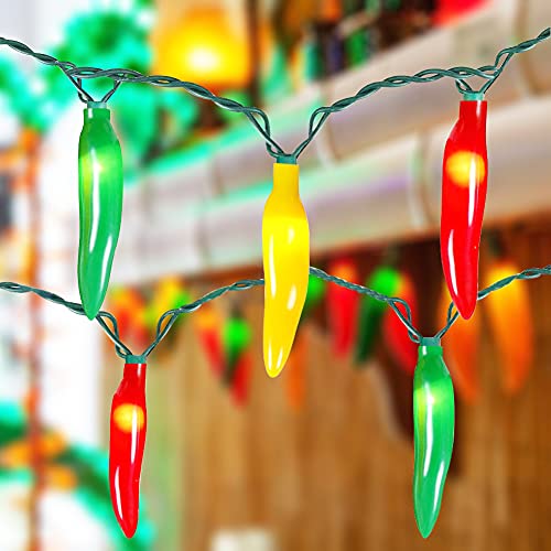 Romasaty Multi-Colored Chili Pepper Christmas String Lights,13.6FT Chili Pepper Cluster Lights with 35 Chili Pepper Bulbs for Outdoor/Indoor Kitchen Garden Patio Christmas Decor