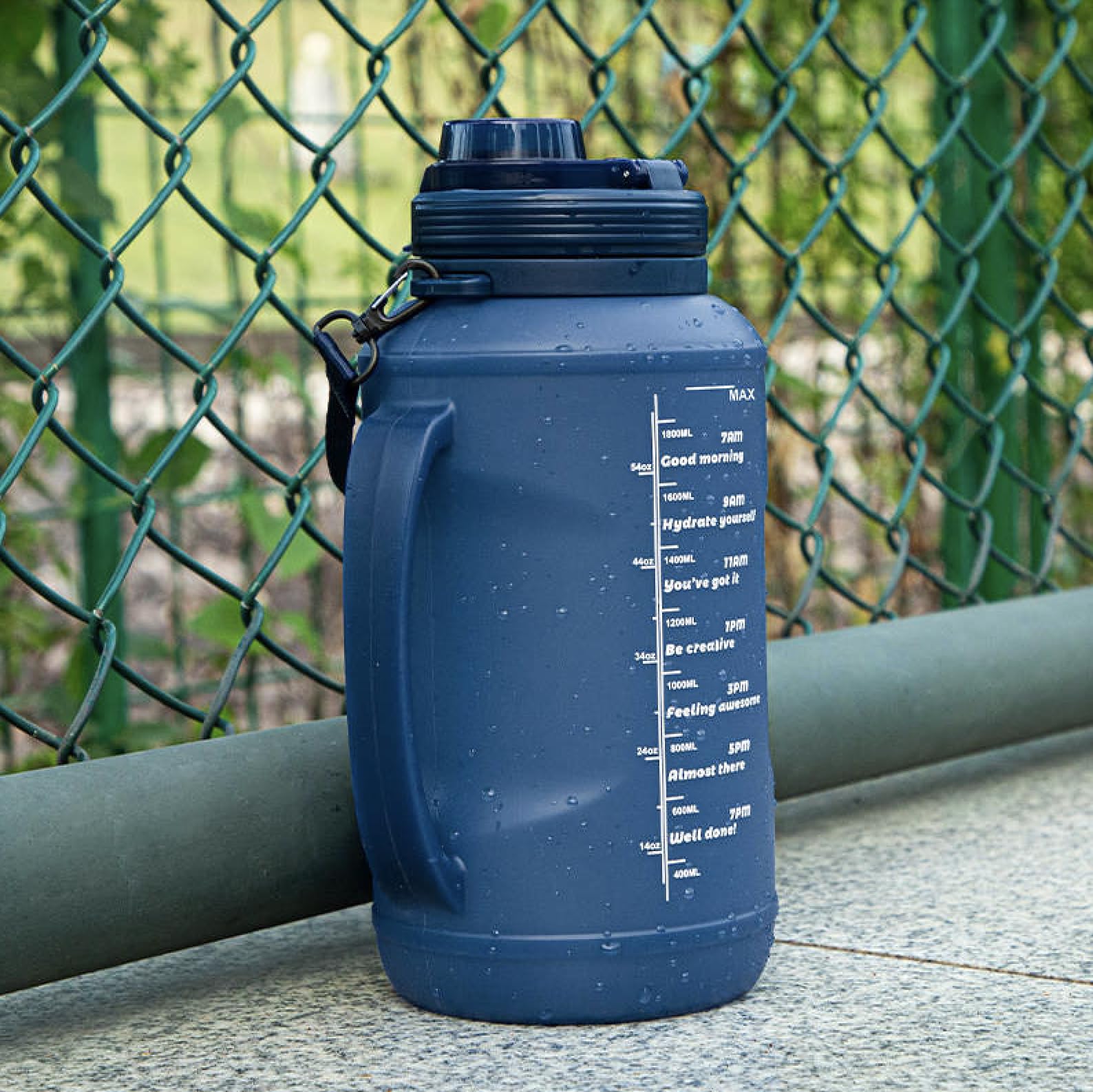 JP Concepts Water Bottle Fitness Collapsible, Folding 2 Liter Silicone BPA Free Space Saving Leakproof Built in Straw All Day Drinking Reminder with Motivation