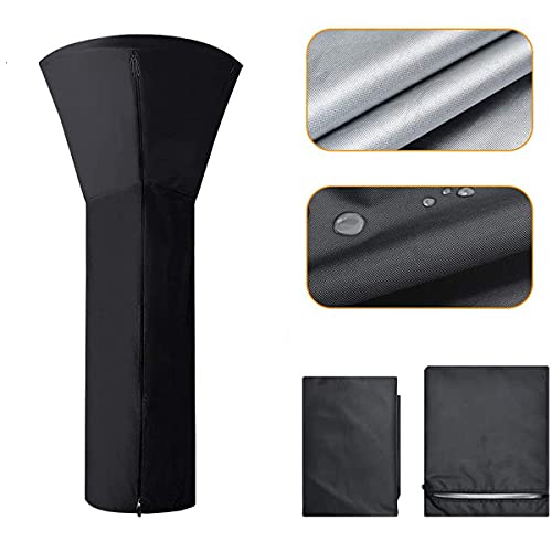 Techson Outdoor Heater Cover, Patio Garden Protective Waterproof Standup Round Heater Covers with Zipper (Black, 89 x 33 x 19 inches)