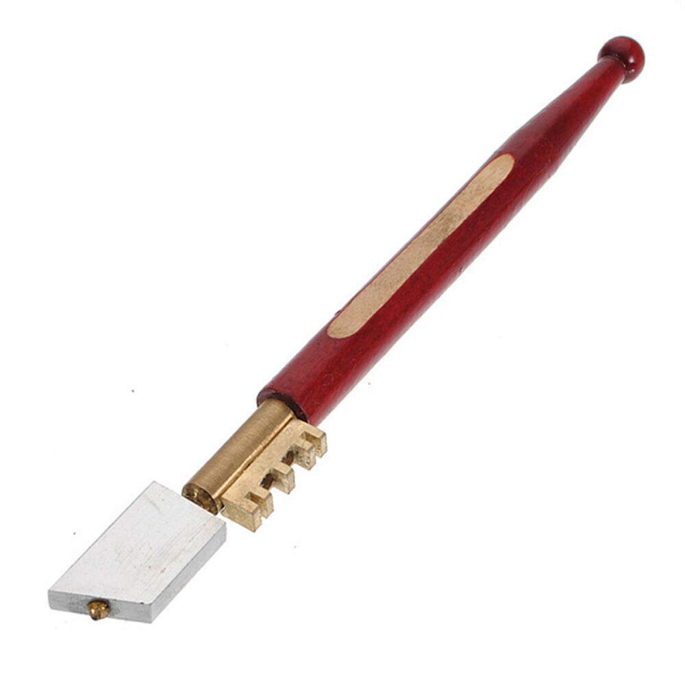 SENRISE Glass Cutting Tool, Diamond Glass Cutter Heavy Duty Diamond Tip Glass Cutter for Cutting Glass Up to 8MM Thickness - Brass Snapper - Hardwood Handle