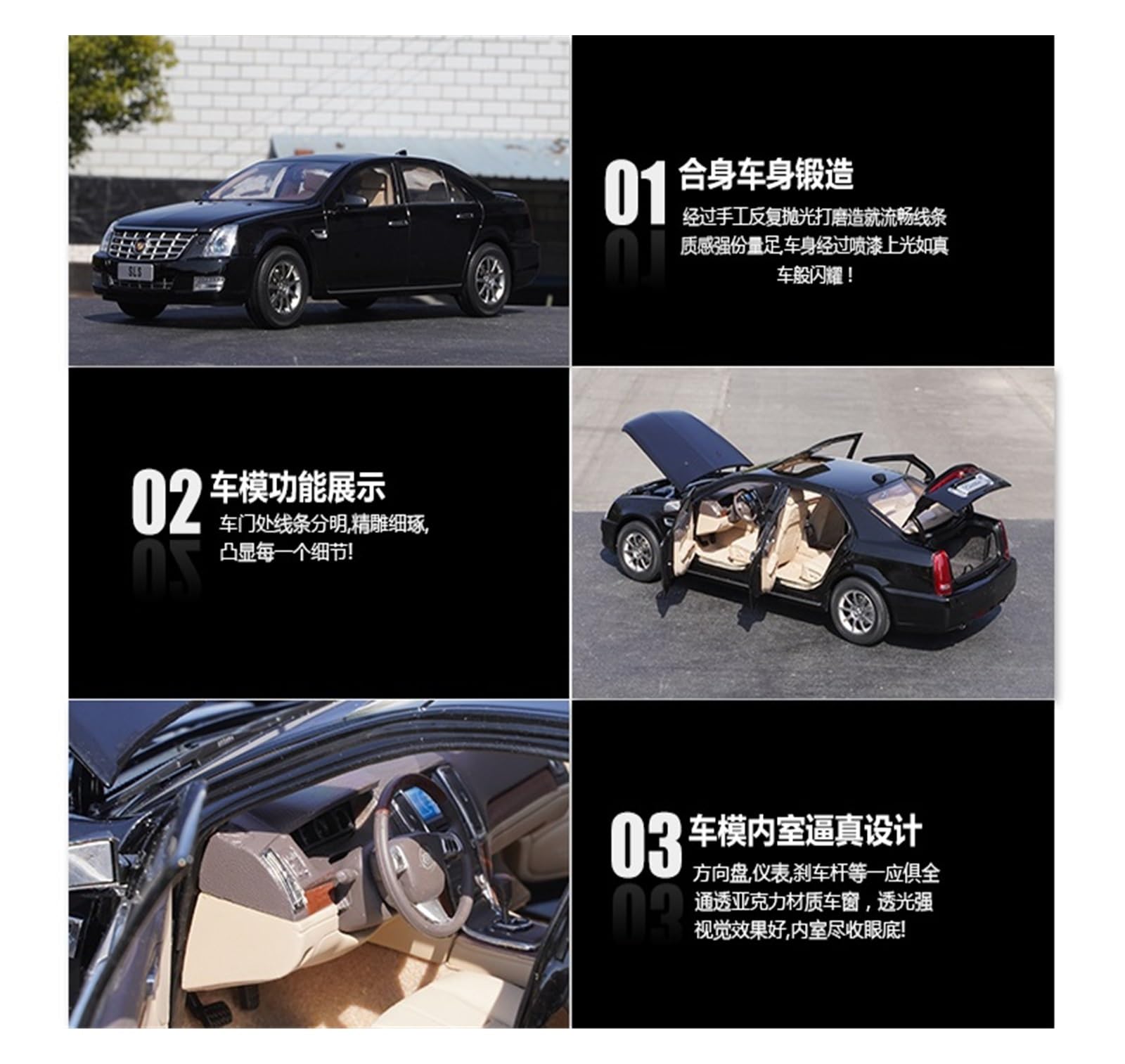 Alloy Resin Car Vehicle Model 1 18 Fit for Cadillac SLS Xts Static Diecast Scale Alloy Car Model Static Display Adult Collection Toys Festive Deluxe Gift (Color : B)