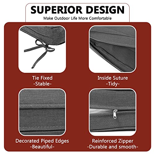 Sundale Outdoor Waterproof Olefin Bench Cushion, Outdoor/Indoor Durable Thicken Pad with Adjustable Straps, Patio Garden Sofa Settee Couch Loveseat Cushion (Dark Gray, 48" W x 18" D x 4" T)