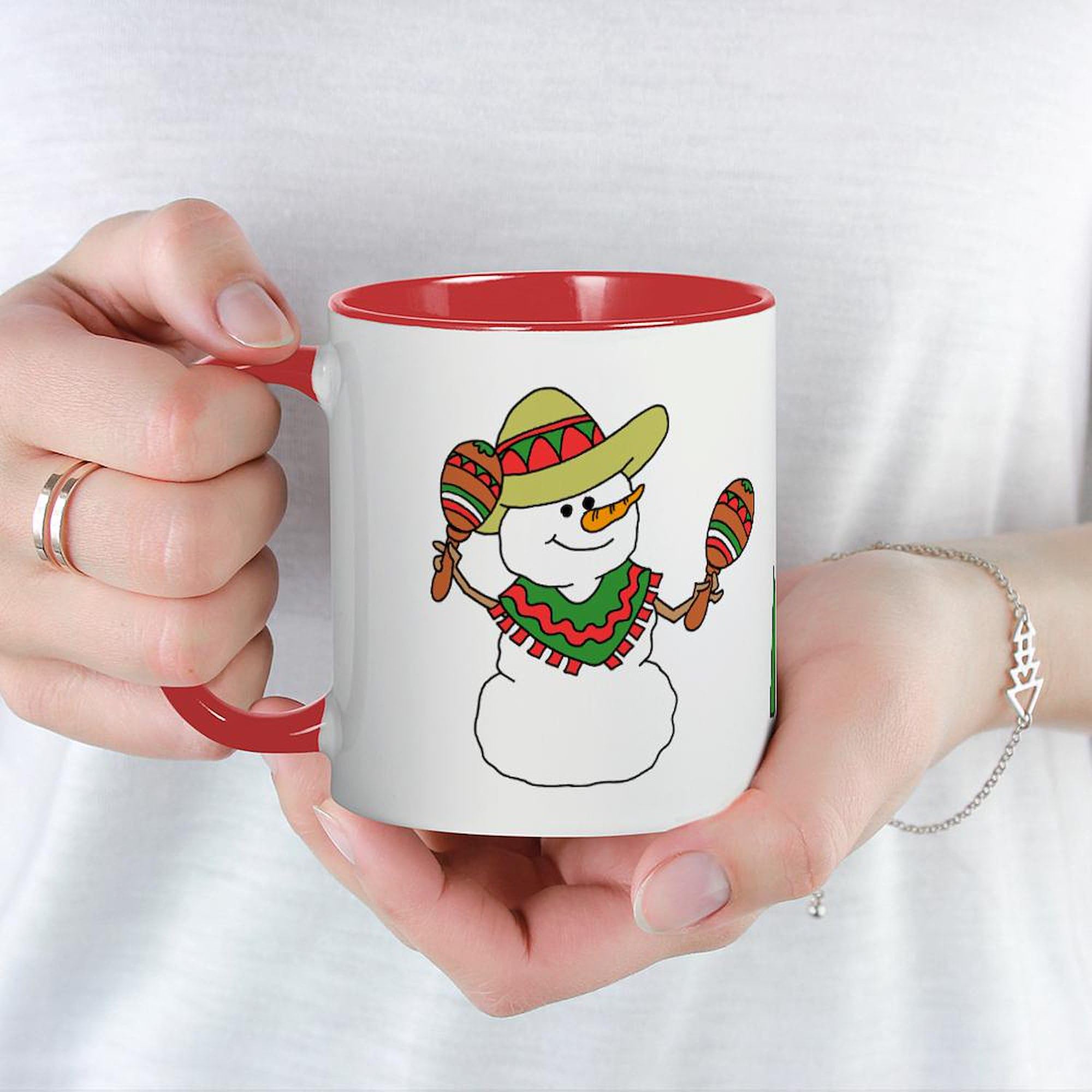 CafePress Feliz Navidad Snowman Mug Ceramic Coffee Mug, Tea Cup 11 oz