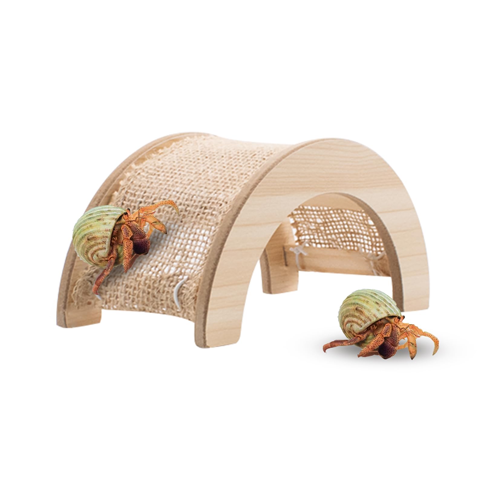 Hermit Crabs Climbing Bridge, Wooden Hermit Crab Climbing Toys with Jute Cloth, Hermit Crab Hideout, Aquarium Tank Accessory Small Animals Cage Accessory for Hermit Crab Hamster Chinchilla Ferret