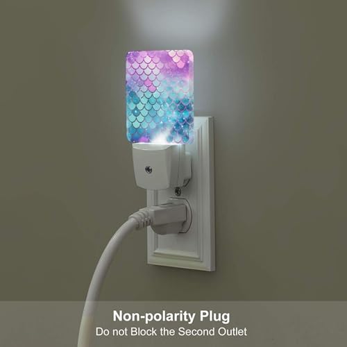 WUFNUUL Night Light Plug into Wall Mermaid Scale Blue Pink Sensor Led Dusk to Dawn Night Lamp Plug-in Home Decorative for Bedroom Bathroom Kitchen Hallway Stairs Hallway Energy Efficient