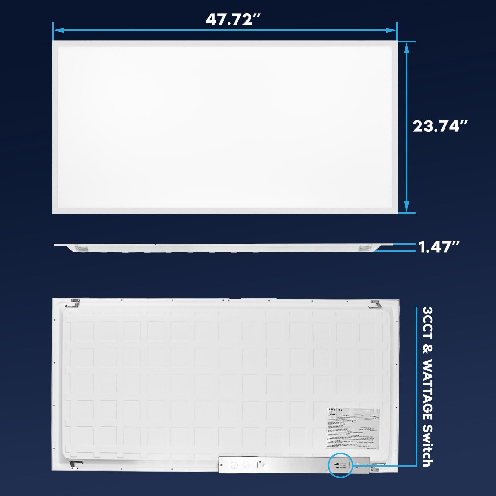 LUXRITE 8-Pack 2x4 FT LED Flat Panel Lights, 3CCT Selectable 3500K 4000K 5000K, 30W 40W 50W Tunable, Up to 6250LM, 0-10V Dimmable, Drop Ceiling Lights, 120-277V, IC Rated, DLC, ETL - Office Lighting