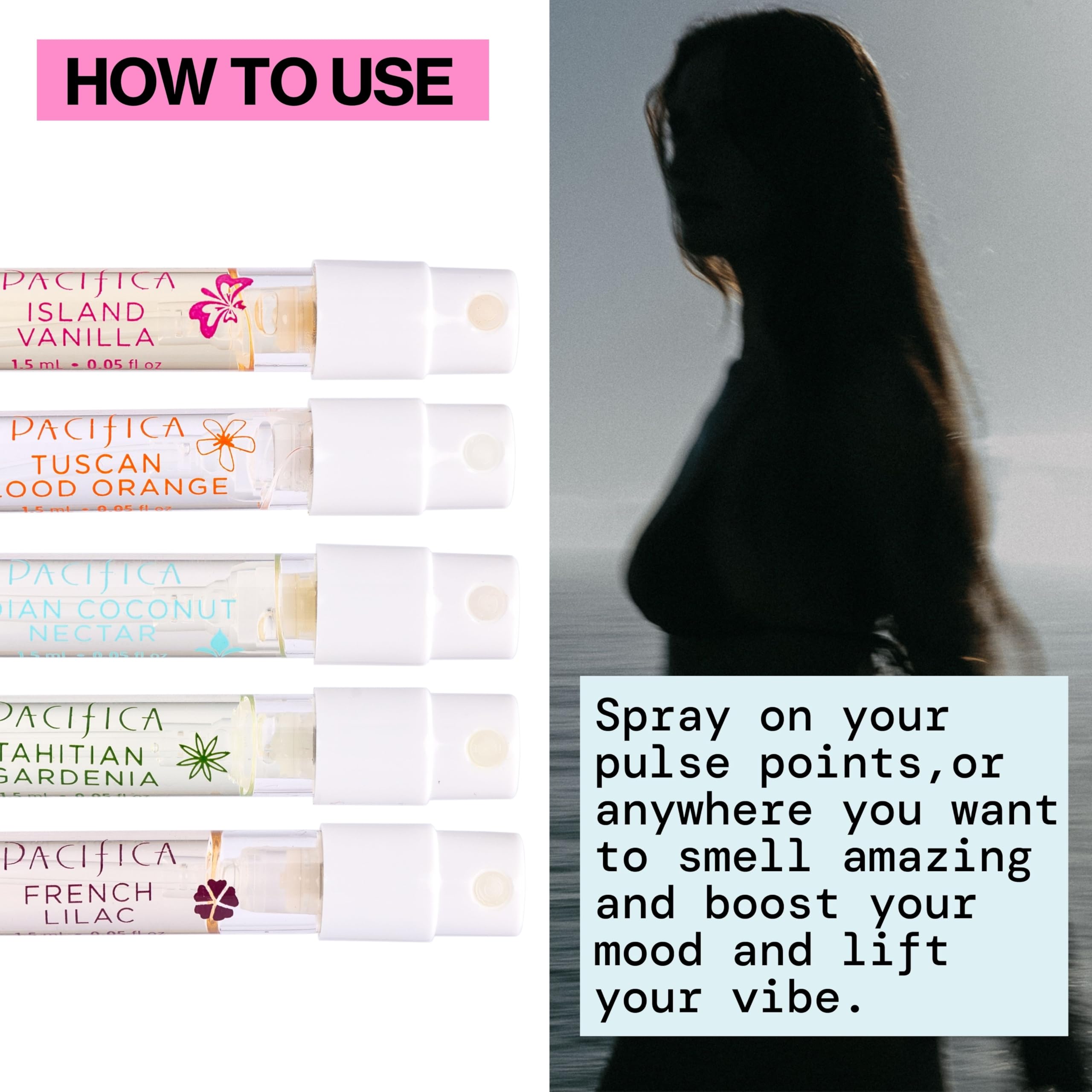 Pacifica Beauty, Wanderlust Spray Perfume Trial Set, Featuring Island Vanilla Mini, 5 Scents, Fragrance Sampler Gift Set, Natural + Essential Oils, Clean, Vegan + Cruelty Free