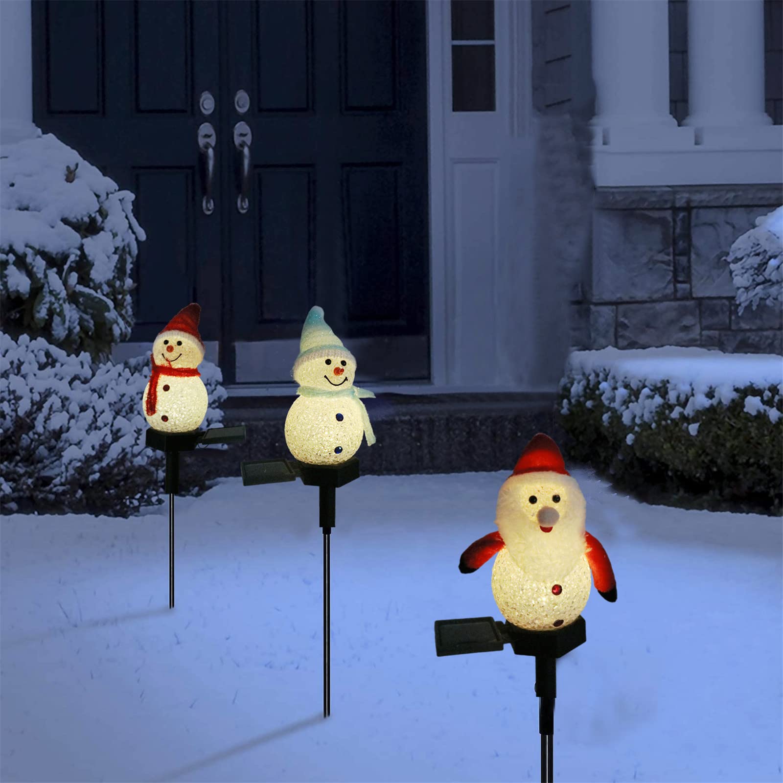 Christmas Decorations Snowman Solar Lights for Outside Solar Outdoor Lights Landscape Lighting Patio Garden Decor Solar Garden Decorative Lights Christmas Decor Props Christmas Ornament (Red)