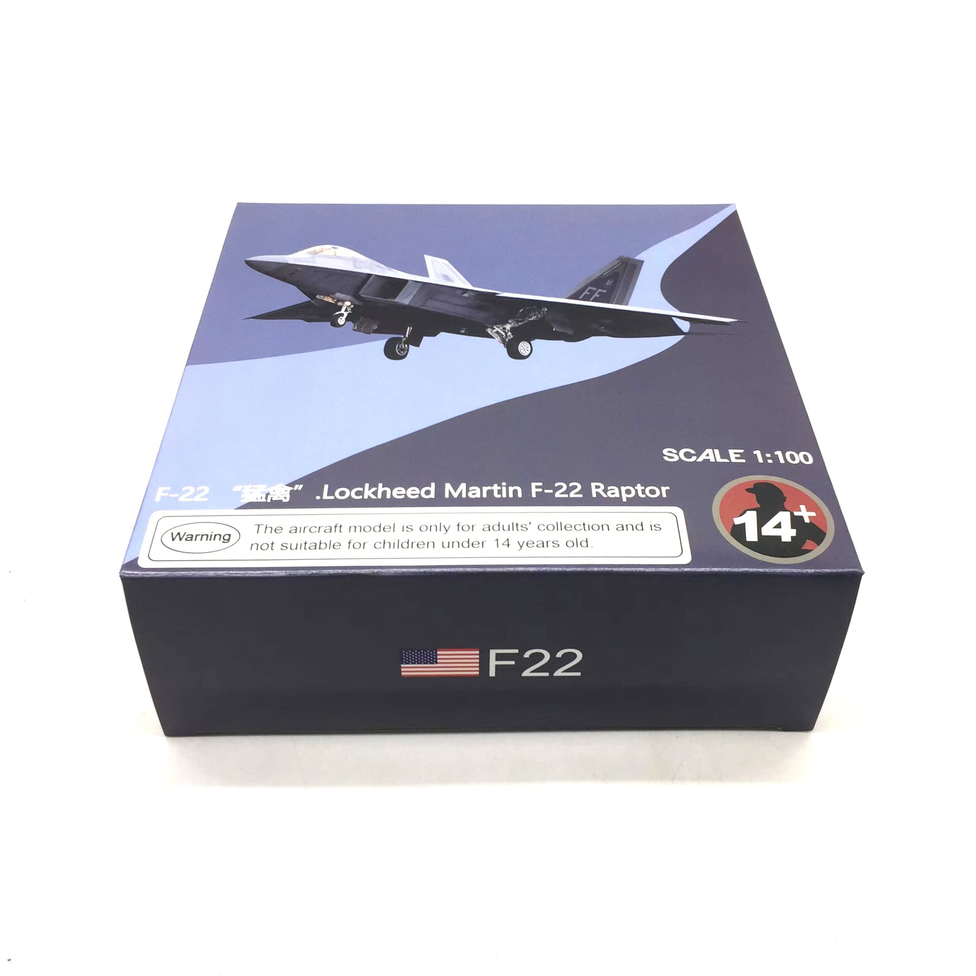 TECKEEN 1/100 Scale US F22 Raptor Stealth Fighter Model Plane Alloy Fighter Military Model Diecast Plane Model for Collection