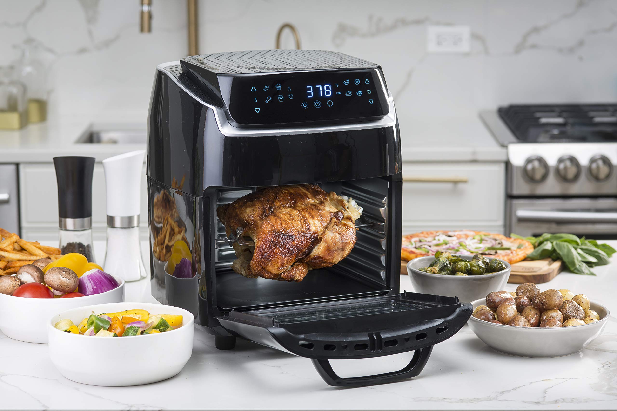 Aria Air Fryers AAO-890 10Qt Air Fryer Oven, Premium Black