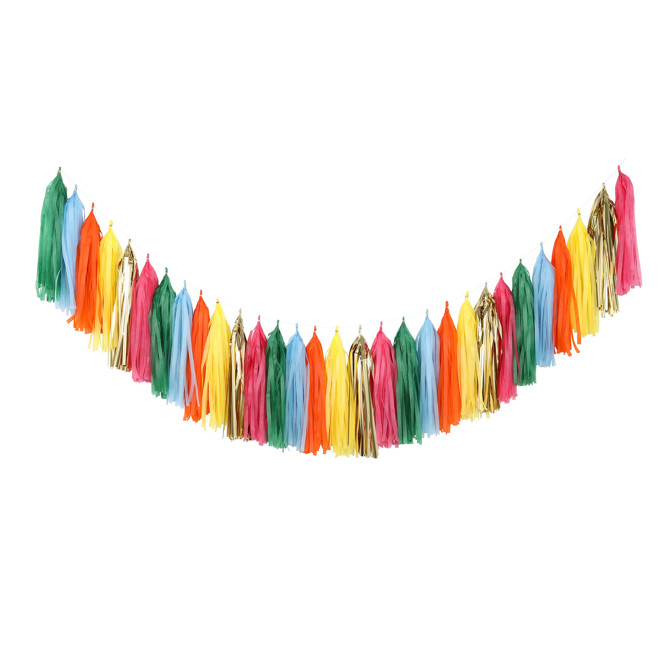 Fonder Mols Mermaid Tassels Garland Tissue Paper Tassels Banner DIY Kit Mermaid Party Decorations (Pack of 35, Purple-Lavender-Mint-Blue-Rainbow) A09