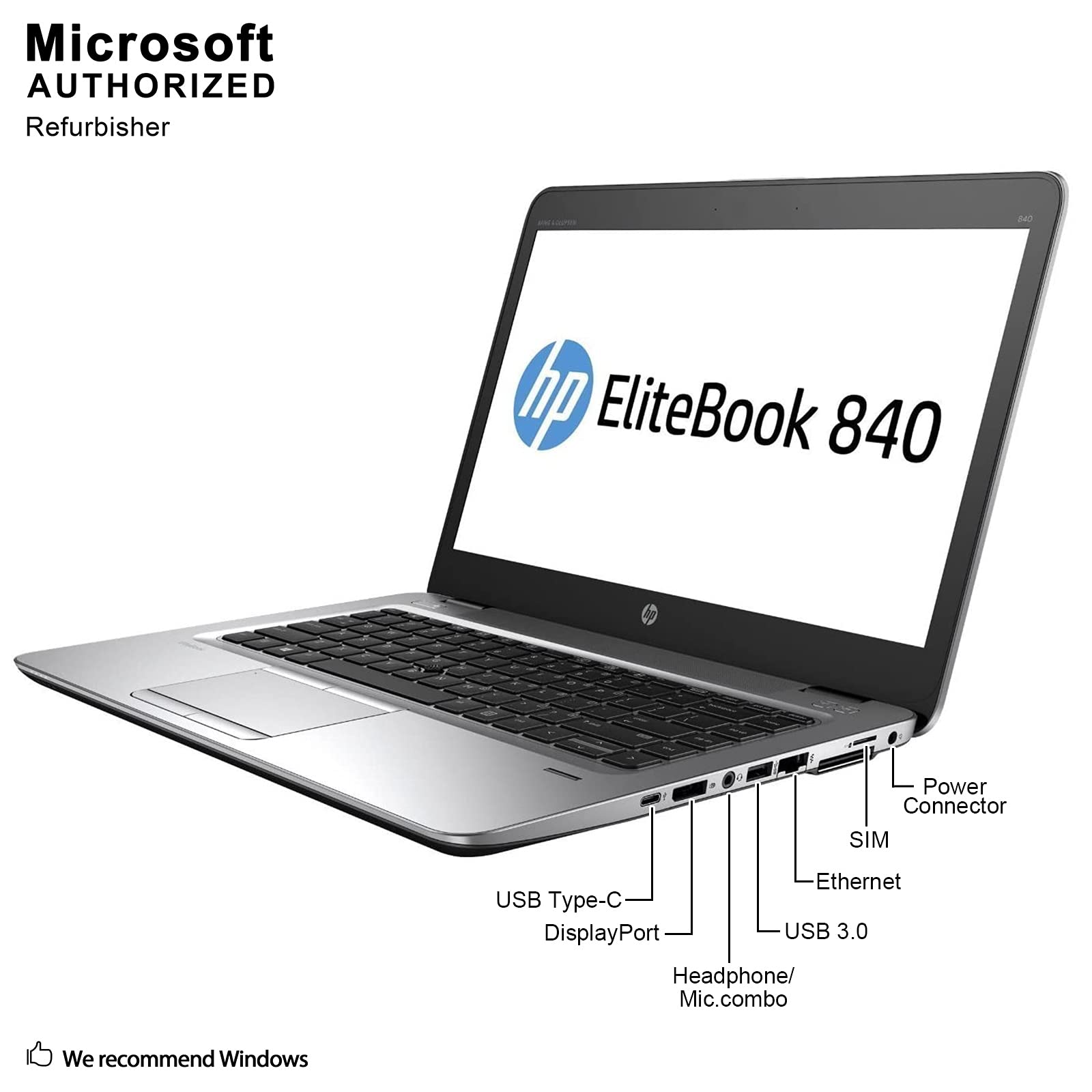 HP EliteBook 840 G3 14in Laptop, Core i5-6300U 2.4GHz, 16GB Ram, 500GB SSD, Windows 10 Pro 64bit (Renewed)