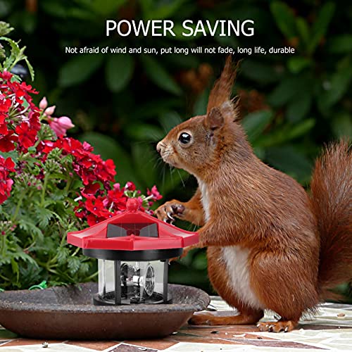 Happyyami Outdoor Spotlight LED Solar Powered Lighthouse 360 Degree Rotating Lamp Statue Rotating Lights Beacon Tower Hanging for Garden Outdoor Decor Red Fence Decor