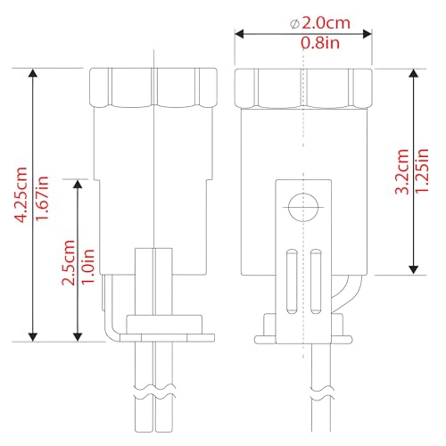 ZE-301B 2 Wire Pigtail Lamp Holder Keyless Phenolic E12 Small Candelabra Socket with 1/8F Hickey and 15 Inch Wire Leads 75W 125V for Ceiling Fans, Lamps, Chandeliers and Lighting Fixtures (1)