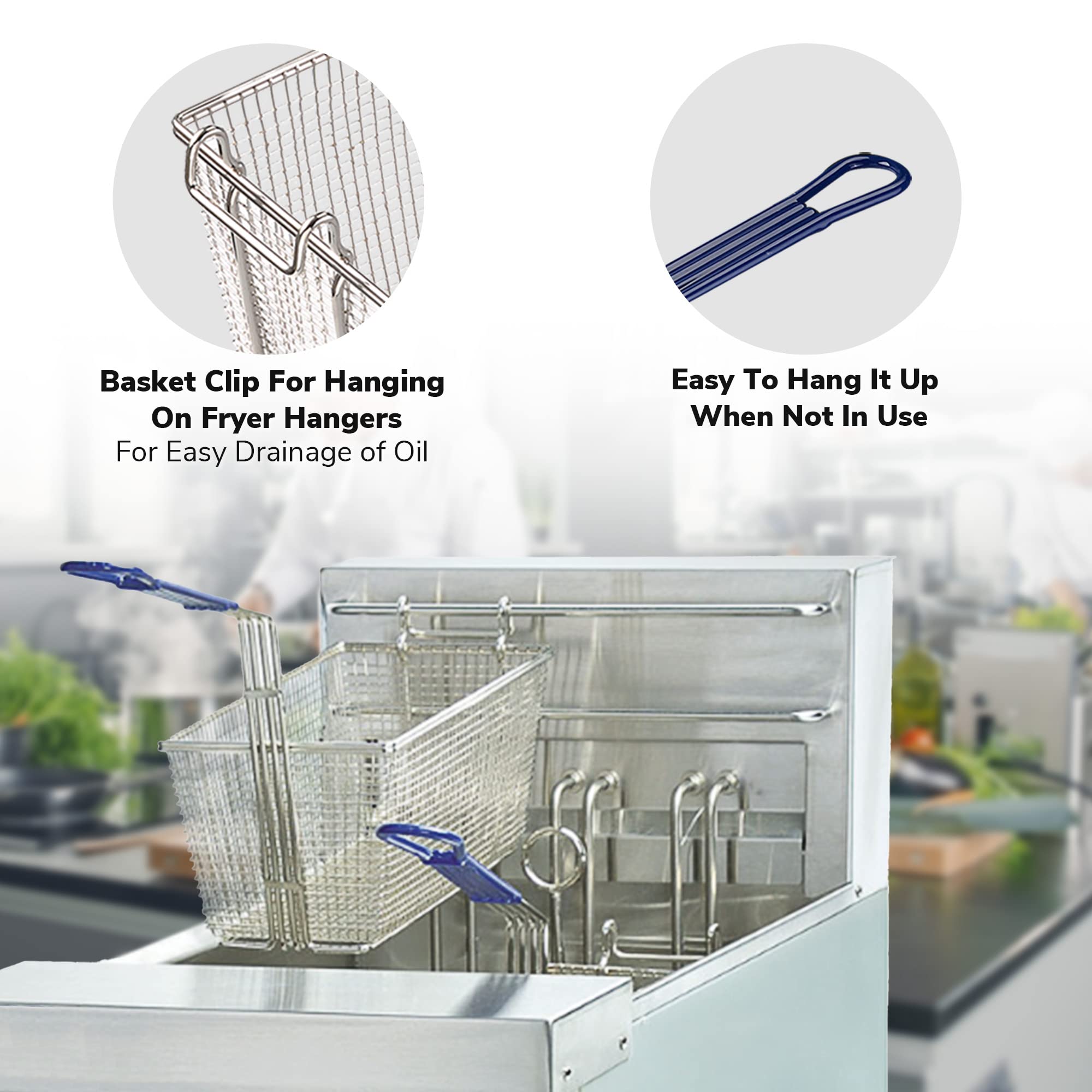 2PCS Deep Fryer Basket With Non-Slip Handle Heavy Duty Nickel Plated Iron Construction 13 1/4" x 6 1/2" x 6" Commercial Use