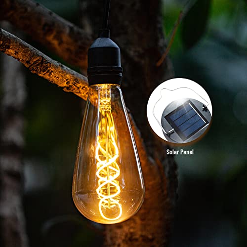 Hanging Solar Lights Glass Edison Bulbs Solar Powered Lantern Outdoor Waterproof LED Garden Decorative Light for Patio Yard Tree (1-Pack)