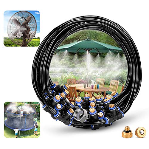 GLANT Misting Cooling System Misters Cooling 27ft Outdoor Mister for Patio Garden Greenhouse Umbrellas Irrigation Sprinkle with 27ft Misting Line + 11 Brass Mist Nozzles + a (3/4) Brass Adapter