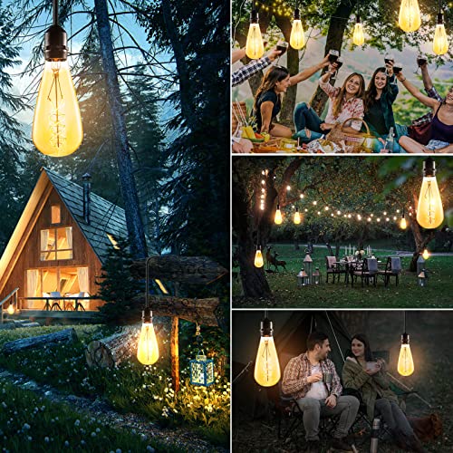 Hanging Solar Lights Glass Edison Bulbs Solar Powered Lantern Outdoor Waterproof LED Garden Decorative Light for Patio Yard Tree (1-Pack)