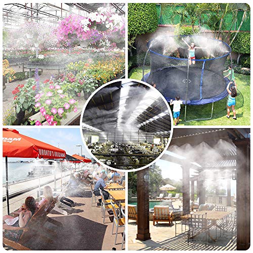 GLANT Misting Cooling System Misters Cooling 27ft Outdoor Mister for Patio Garden Greenhouse Umbrellas Irrigation Sprinkle with 27ft Misting Line + 11 Brass Mist Nozzles + a (3/4) Brass Adapter