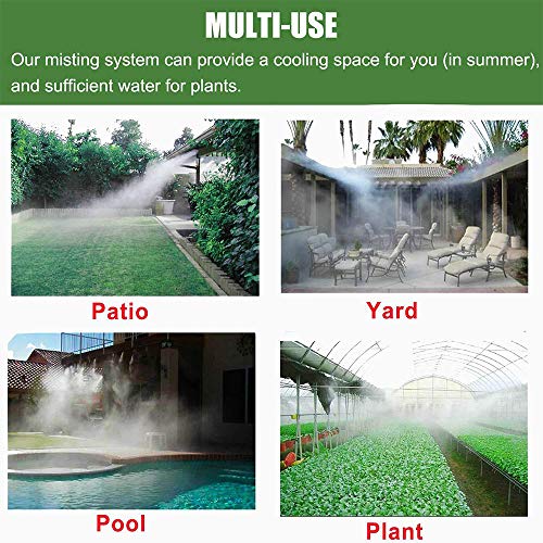 GLANT Misting Cooling System Misters Cooling 27ft Outdoor Mister for Patio Garden Greenhouse Umbrellas Irrigation Sprinkle with 27ft Misting Line + 11 Brass Mist Nozzles + a (3/4) Brass Adapter