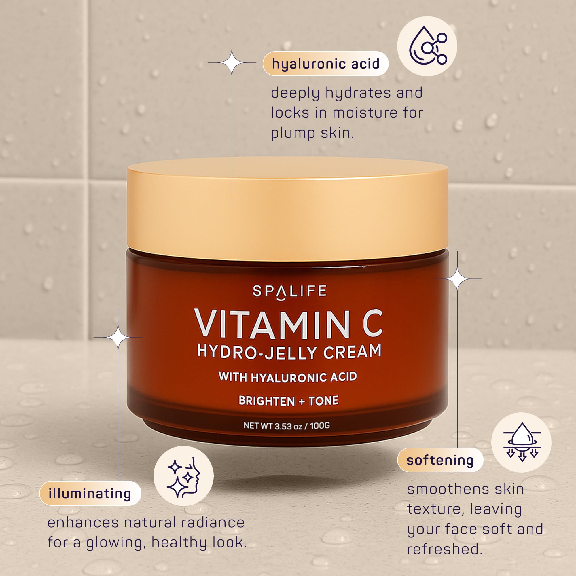 SpaLife Brighten + Depuff Vitamin C Hydro-Jelly Eye Cream With Green Tea