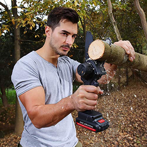 Mini chainsaw cordless Handheld Portable Chainsaw with 3Pcs Batteries and Chain anti splash board One-Hand 0.7kg Lightweight Pruning Shears Chainsaw for Garden Tree Branch Wood Cutting and ,green