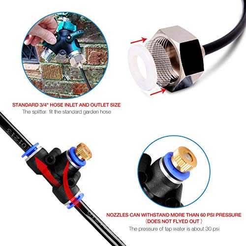 GLANT Misting Cooling System Misters Cooling 27ft Outdoor Mister for Patio Garden Greenhouse Umbrellas Irrigation Sprinkle with 27ft Misting Line + 11 Brass Mist Nozzles + a (3/4) Brass Adapter