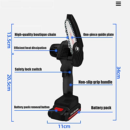 Mini chainsaw cordless Handheld Portable Chainsaw with 3Pcs Batteries and Chain anti splash board One-Hand 0.7kg Lightweight Pruning Shears Chainsaw for Garden Tree Branch Wood Cutting and ,green