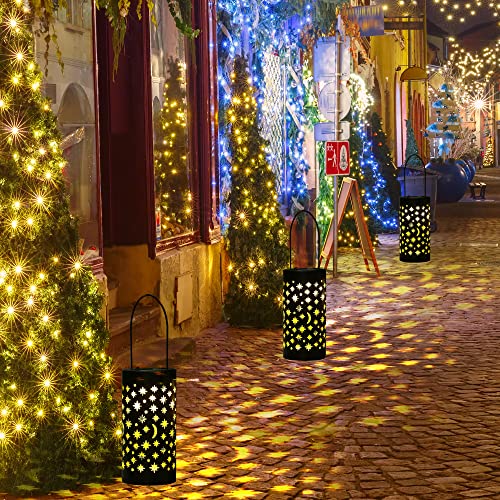 TZSSP Solar Pathway Lights Outdoor Solar Powered Garden Lights Metal Waterproof LED Path Hanging Solar Lights Star Moon Solar Landscape Lights Outdoor for Walkway, Garden, Patio, Lawn, Yard,6 Packs