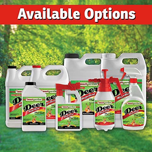 I Must Garden Deer Repellent Concentrate [2 Pack: Mint Scent + Spice Scent] - Natural Deer Spray for Gardens & Plants – Two 32oz Bottles