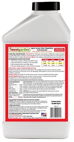 I Must Garden Deer Repellent Concentrate [2 Pack: Mint Scent + Spice Scent] - Natural Deer Spray for Gardens & Plants – Two 32oz Bottles
