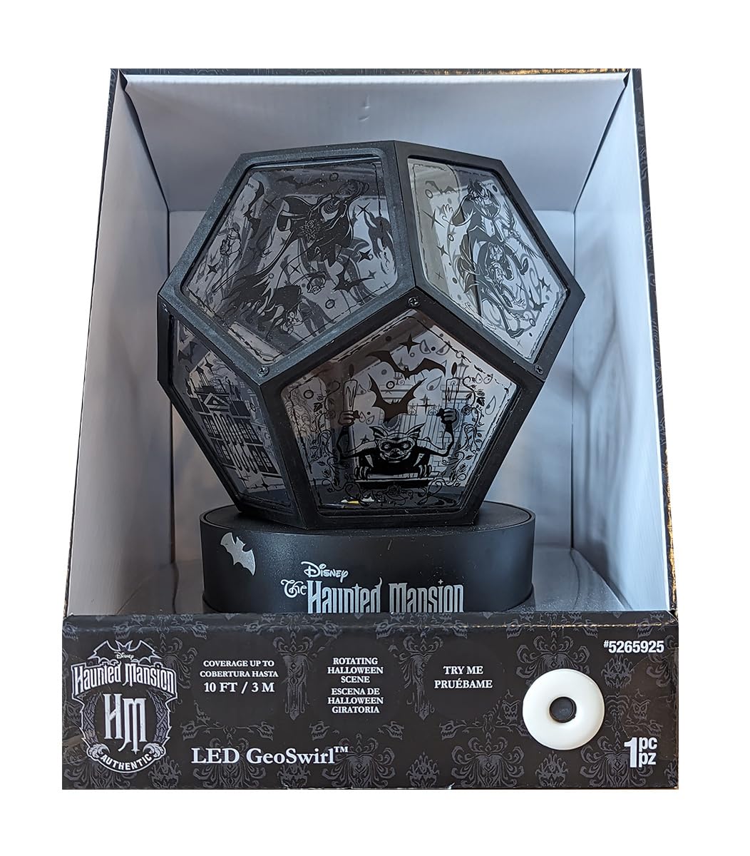 Disney The Haunted Mansion Projection Light, Indoor Blue LED GeoSwirl, Tabletop Halloween Decoration