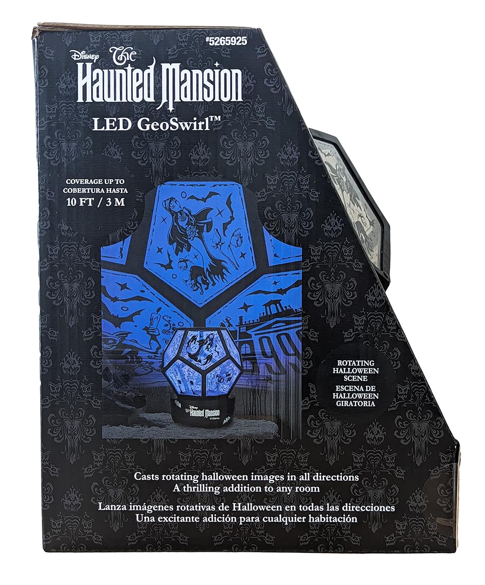 Disney The Haunted Mansion Projection Light, Indoor Blue LED GeoSwirl, Tabletop Halloween Decoration