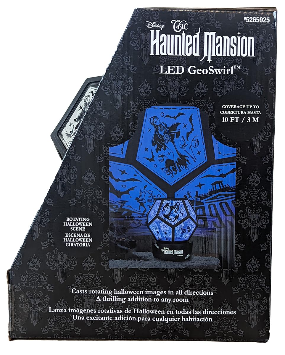 Disney The Haunted Mansion Projection Light, Indoor Blue LED GeoSwirl, Tabletop Halloween Decoration