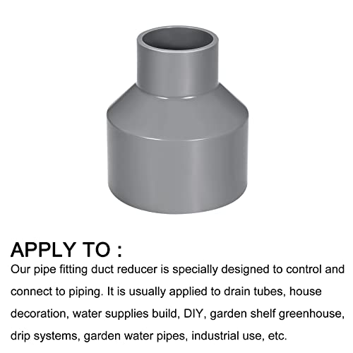 METALLIXITY Duct Reducer, (2-1/2 to 1 -1/4 Inch), PVC Pipe Increaser DWV Reducing Coupling - for Water Supplies Build, DIY, Garden Shelf Greenhouse, Gray