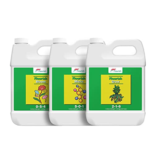 Bloom Grow Micro Liquid Nutrients - Flourish Hydroponic Garden Plant Fertilizer Series for Plants, Vegetables and Soil (Pack of 3-1 Liter Each) -Upgraded Version