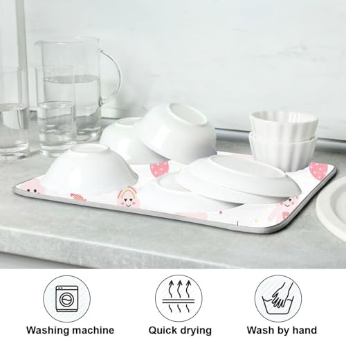 Cute Pink Ghosts Webs Pumpkins Spiders Skulls Drying Dish Mat Dish Mat Drying 18 X 24 Dish Drainer Mat For Kitchen Counter Dry Matt Air Fryer Heat Resistant Mat Dish Drying Mat Xl Microfiber
