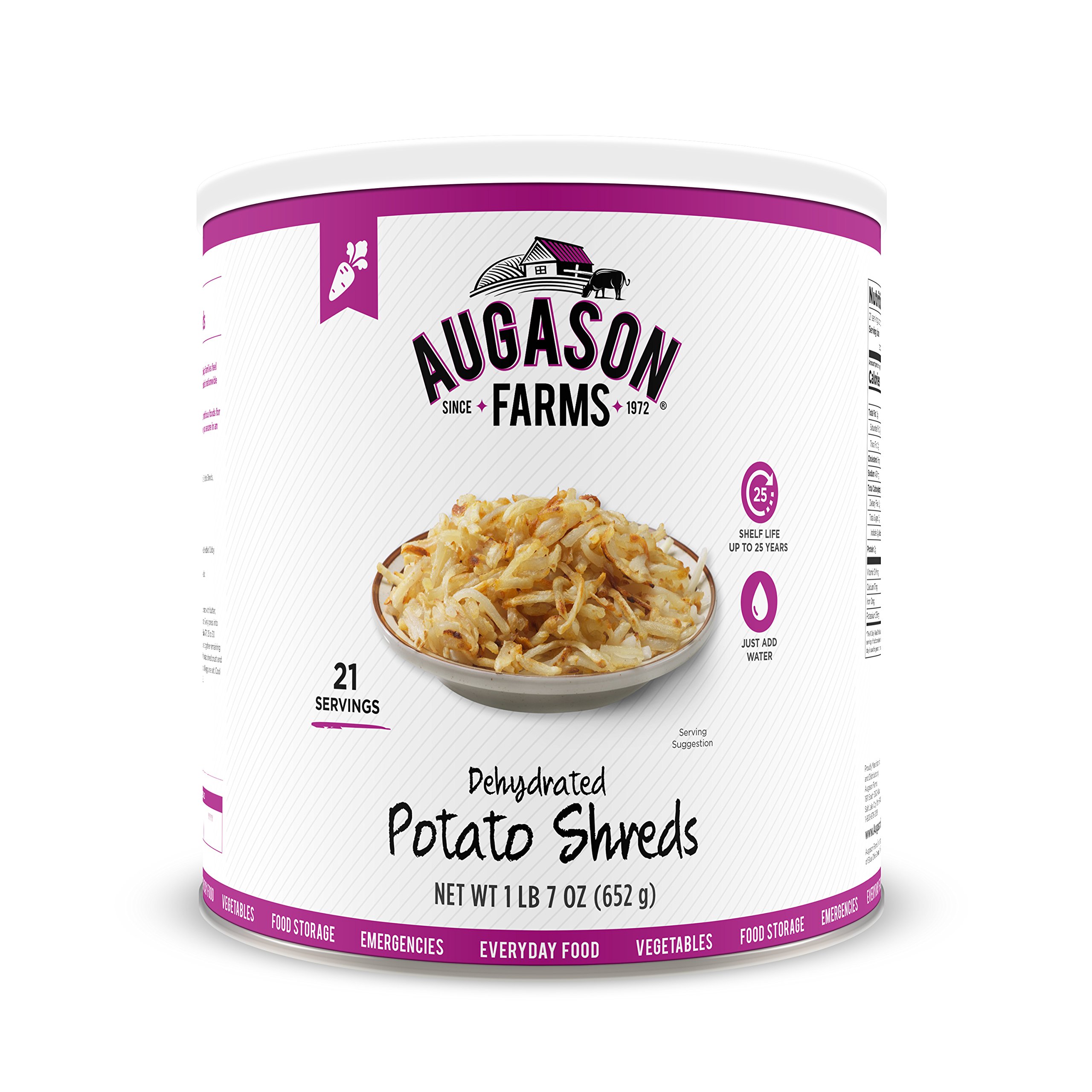 Augason Farms Dehydrated Potato Shreds 1 lb 7 oz (pack of 1) & Creamy - 3 lbs 15 oz No. 10 Can