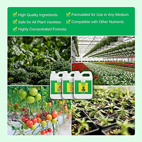 Bloom Grow Micro Liquid Nutrients - Flourish Hydroponic Garden Plant Fertilizer Series for Plants, Vegetables and Soil (Pack of 3-1 Liter Each) -Upgraded Version