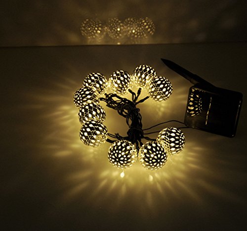 Modern Home Solar LED String Lights - Moroccan Metal Globe Lanterns
