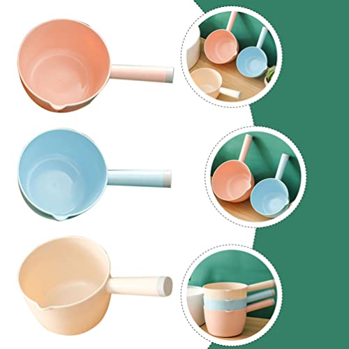 Hemoton 3pcs Long Handle Water Ladle Garden Water Scoop Watering Flower Water Ladle Water Dipper Spoon Bath Ladle Scoop for Home Garden Tea Ceremony Bathroom Sauna Light (As Shown)