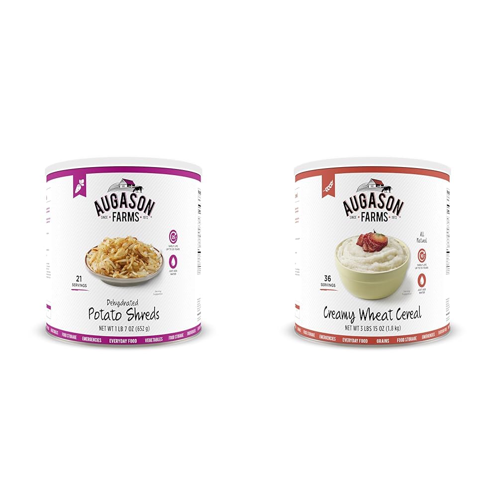 Augason Farms Dehydrated Potato Shreds 1 lb 7 oz (pack of 1) & Creamy - 3 lbs 15 oz No. 10 Can