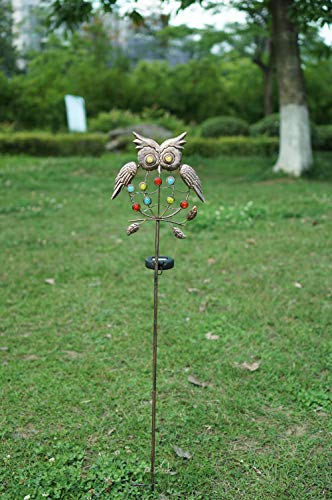 Decorman Outdoor Solar Light Stake - Solar Powered Metal Owl LED Decorative Garden Lights for Walkway, Pathway, Yard, Lawn (Rusty Brown)