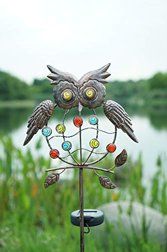 Decorman Outdoor Solar Light Stake - Solar Powered Metal Owl LED Decorative Garden Lights for Walkway, Pathway, Yard, Lawn (Rusty Brown)
