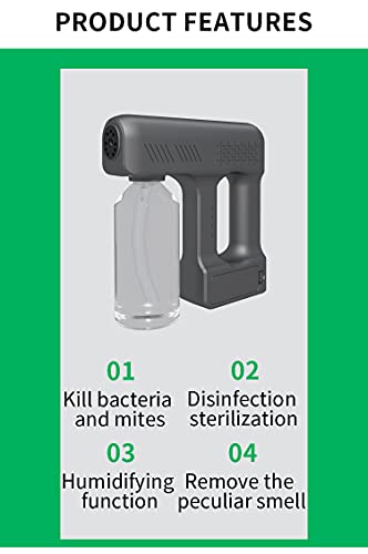 TONHOKJ Steam Gun, Handheld Rechargeable Nano Atomizer 17oz Large Capacity ULV Electric Sprayer Fogger for Home, Office, School or Garden (White)