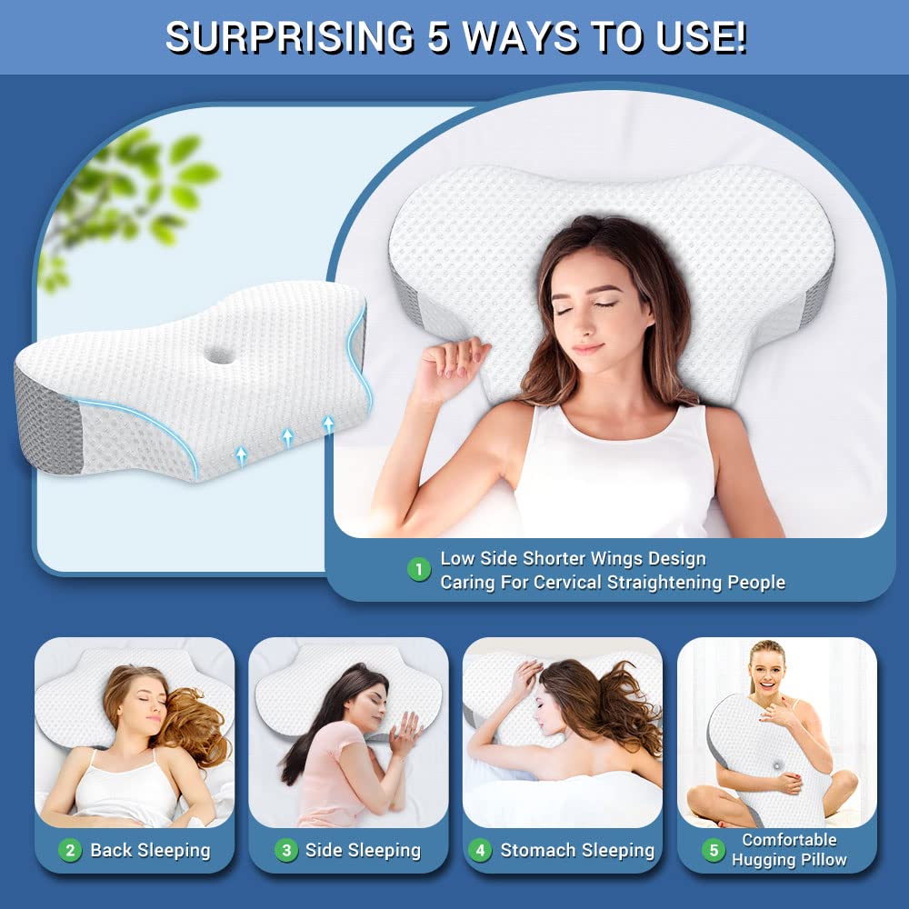HushNights Side Sleeper Pillows for Adults, Cervical Pillow for Neck Pain Relief, Ergonomic Pillow for Neck and Shoulder Pain, Orthopedic Pillow for Side Sleeper and Back Sleeper