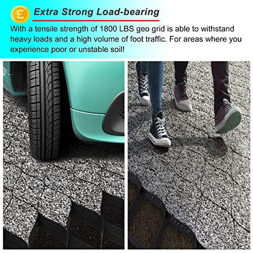 ZMQL Heavy Duty Geo Grid Ground Grid, Gravel Stabilizer Grid for Driving Load, 6.5/10/13/16/19.7 Ft Wide, Garden Path Embankment Reinforcement (Size : 2x6m/6.5x19.7ft)